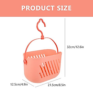Cabilock Plastic Storage Shower Basket,Bathroom Hand Basket Wall Storage Bin Basket Organizer Bins Portable Shower Basket with Hook for Bathroom, Cosmetics, Shampoo(pink)