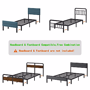Cieemine 12 Inch Twin Bed Frames, Heavy Duty Metal Bed Frame Twin Size, No Box Spring Needed, Easy Assembly, Noise-Free, Black