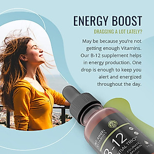 Mt. Angel Vitamins - B12 Essential Trio - Vegan Sublingual Drops with High-Potency Methyl B12, B6 & Folate - Easy Absorption Liquid - Non-GMO, Made in USA