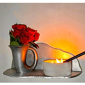 Generic Zen Candles - Concrete Plant Pot Decor Reusable Amber Wood Jasmine Baccarat Rouge Sandalwood Violet Le Labo Santal Oud Vanilla Bond Nomad Musk Rose (Oud & Vanilla, Medium), Gray