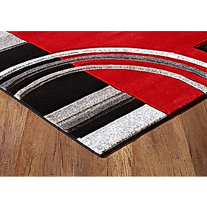 GLORY RUGS Area Rug Modern 5x7 Red Soft Hand Carved Contemporary Floor Carpet with Premium Fluffy Texture for Indoor Living Dining Room and Bedroom Area
