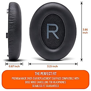 WC Wicked Cushions Upgraded Replacement Ear Pads for Bose 700 Noise Cancelling Headphones (NC700) - Softer PU Leather, Luxurious Memory Foam, Added Thickness, Extra Durable Ear Cushions | (Black)