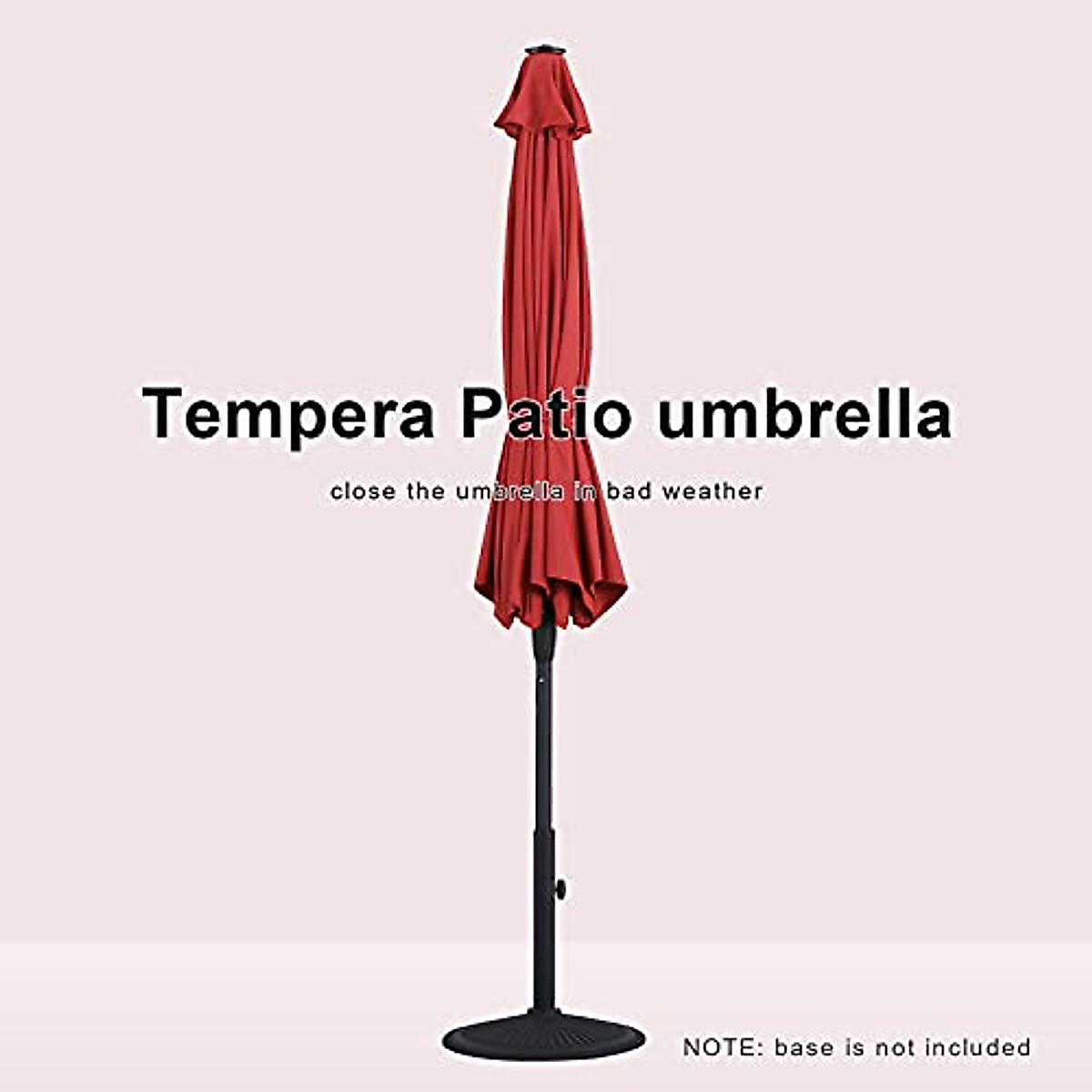 Tempera 9' Outdoor Market Patio Table Umbrella with Auto Tilt and Crank,Large Sun Umbrella with Sturdy Pole&Fade resistant canopy,Easy to set,Rust Red