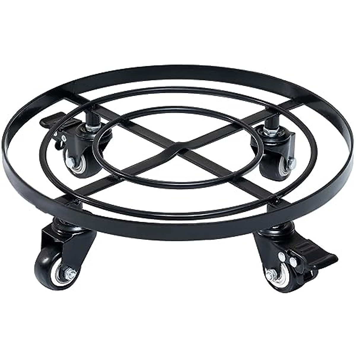 Idzo Round Heavy Duty Plant Caddy with Wheels, Cast Iron Plant Dolly, Plant Stand with Wheels, Load Capacity 180 Lbs, Repositioning Heavy Pots, Hauling Heavy Household Items, 14 Inch - Black