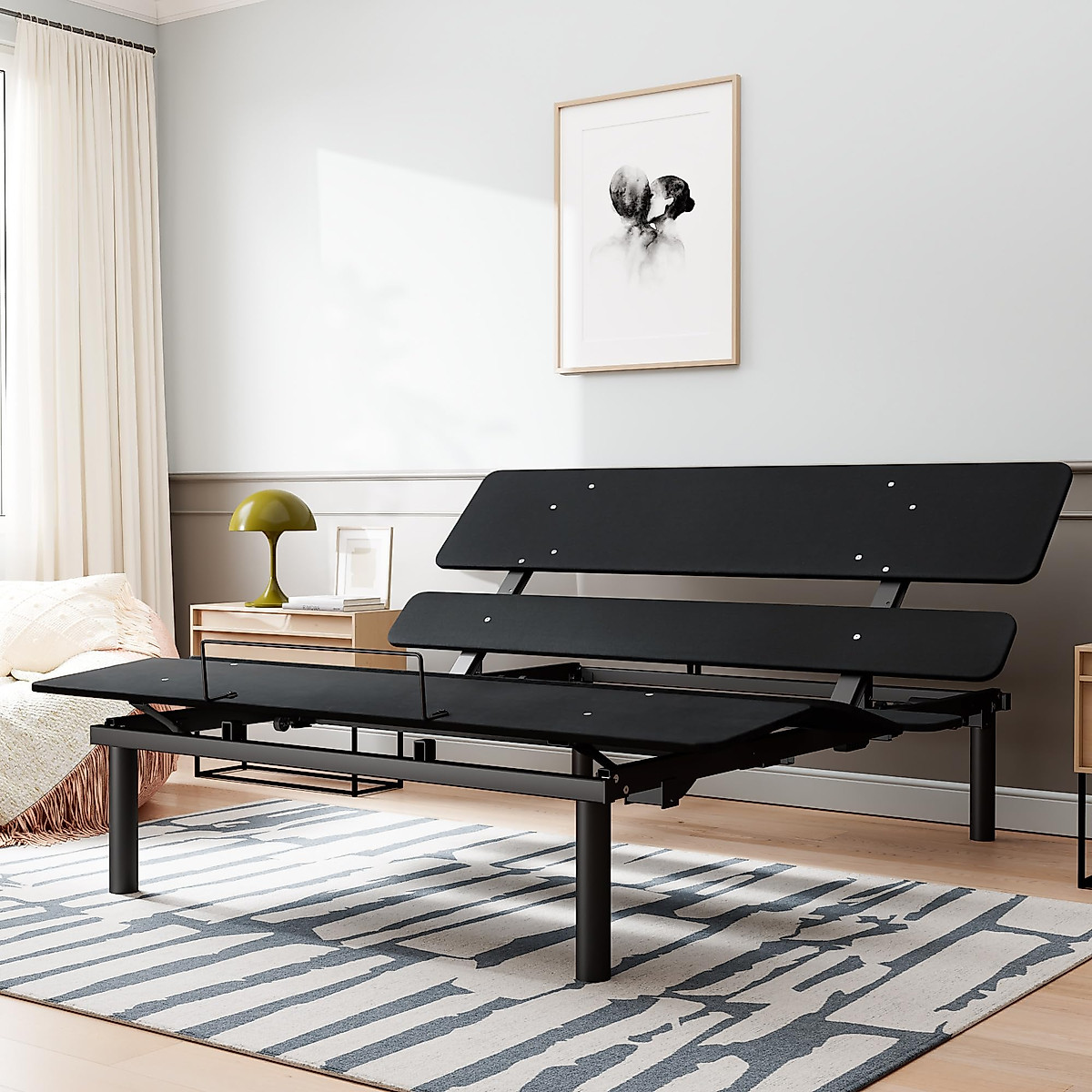 SHA CERLIN Electric Ergonomic Adjustable Bed Base Queen Size, Independent Head and Foot Incline, Wireless Remote Control with Quiet Motor