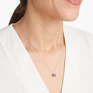 Amazon Essentials Sterling Silver Genuine Amethyst Butterfly Pendant Necklace, 18" (previously Amazon Collection)
