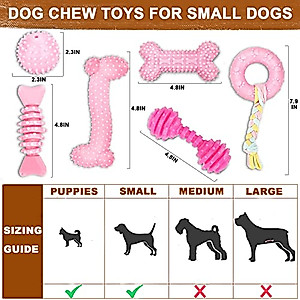 CGBD Puppy Toys, 6 Pack Dog Chew Toys for Puppy Teething Cute Pink Dog Toys for Small Breed Puppies Teething Toys for Cleaning Teeth Outdoor Interactive Toy Soft Durable Puppy Chew Toys for Small Dogs