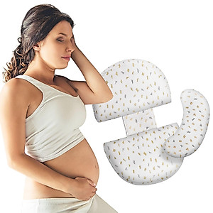 Coldew Pregnancy Pillows for Sleeping, Maternity Pillow for Pregnant Women, Soft Adjustable Width Pregnancy Body Pillow with Pillow Cover - Support for Belly, Back, Legs (Grey, Small)