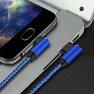 Galaxy S22 Ultra Charger Fast Charging Cable, Nylon Braided 90 Degree Right Angle USB Type C Cable Compatible with Galaxy S10 Plus S22 Ultra Note 20, Google Pixel 6 Pro 5A, LG, Oneplus(3PACK 6FT)