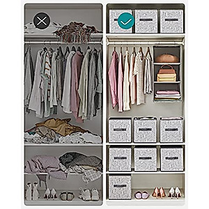 SONGMICS Storage Cubes, Set of 6 Non-Woven Fabric Storage Bins, Cube Drawers for Shelves and Closet Storage, Foldable, for Clothes Toys, Gray with Zigzag Pattern UROB016G01