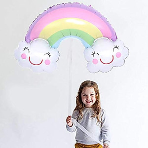 Rainbow Cloud Mylar Balloons Smile Cloud Aluminum Foil Balloons for Baby Shower Rainbow Themed Party Birthday Decoration Supplies 6PCS
