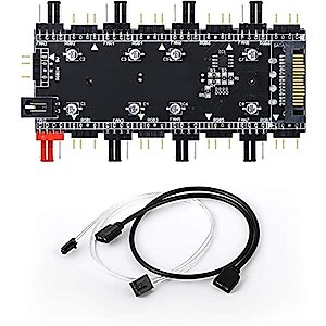 RGEEK RGB/PWM Hub,8 Ports for 5V 3Pin RGB with 5V 4Pin PWM, ARGB Fan Controller Hub Splitter