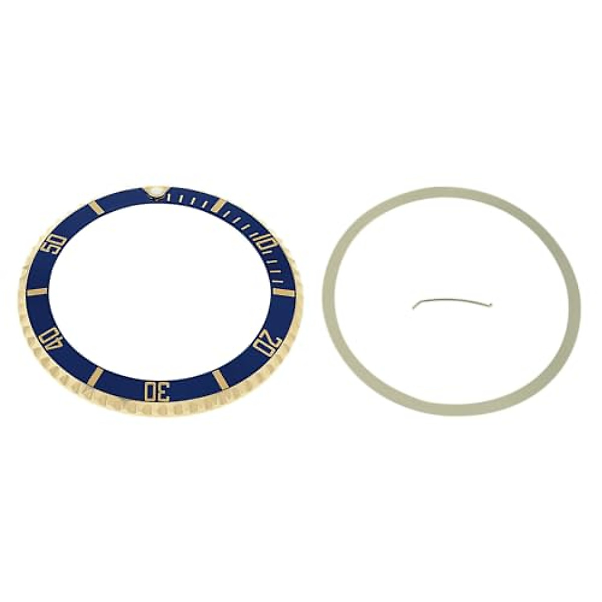 Ewatchparts BEZEL & INSERT COMPATIBLE WITH ROLEX SUBMARINER SERTI 18K 16613 REAL GOLD BLUE GOLD FONT