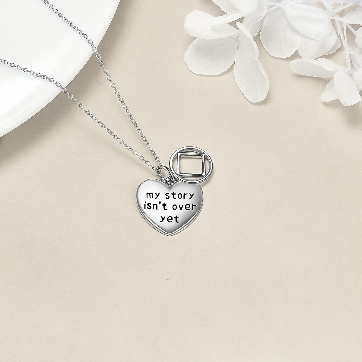 YAFEINI NA Gift Necklace Sterling Silver Narcotics Anonymous Recovery Symbol Necklace NA Sobriety Pendant Jewelry for Women Gift