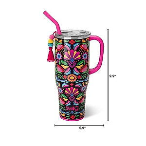 Swig Life 40oz Mega Mug, 40 oz Tumbler with Handle and Straw, Cup Holder Friendly, Dishwasher Safe, Extra Large Insulated Tumbler, Stainless Steel (Caliente)