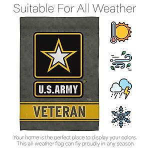 Breeze Decor US Army Veteran Garden Flag - Armed Forces Rangers United State American Military Retire Official - House Decoration Banner Small Yard Gift Double-Sided Made in USA 13 X 18.5