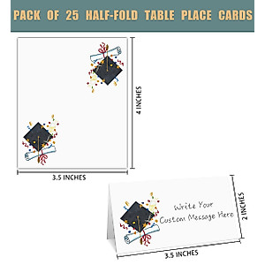 Table Place Card for Graduation Party, 25 Pcs Small Tent Cards Set with Gold Balloons and Graduation Cap Design, Elegant Name Cards Food Lables, Graduation Party Decorations 2022 Supplies(14)
