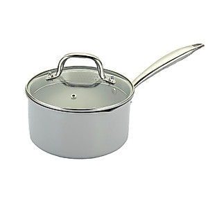 Home Cooking Multipurpose stockpot, saucepan, glass double nozzle filter lid, ergonomic handle saucepan (aluminum 3-quart)