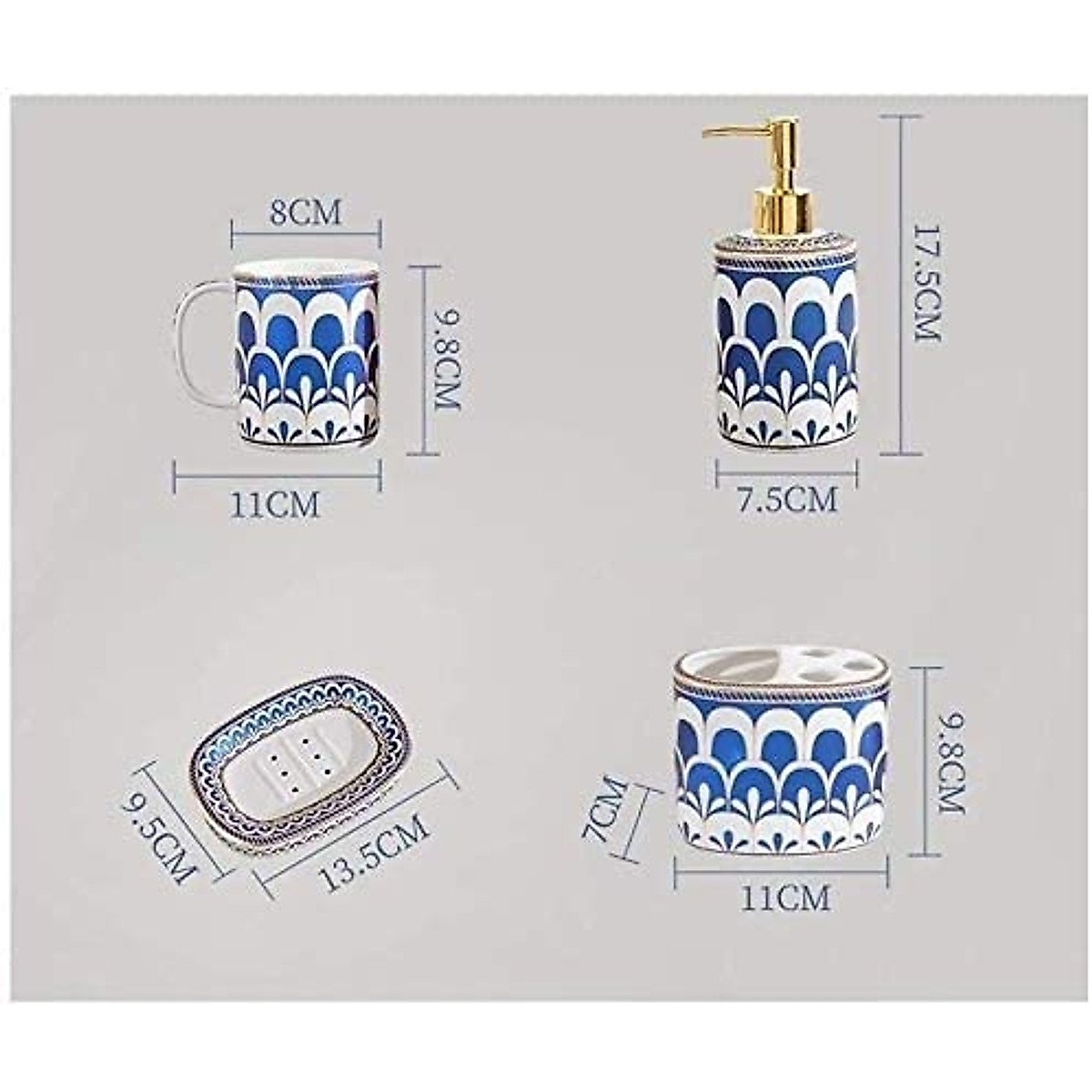 DVTEL Bathroom Five-Piece Set, Wash and Gargle Set, Simple Bathroom, Brush Teeth, Gargle Cup, Ceramic Bathroom Supplies