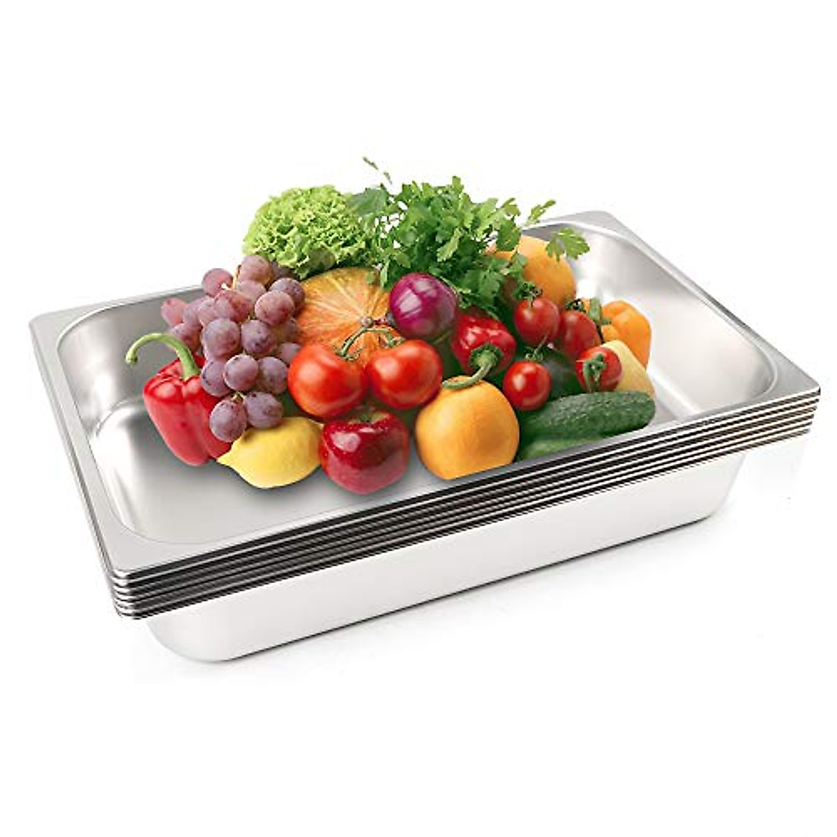 DYRABREST 6Pcs 4" Deep Steam Table Pans Full Size 20" x 12" x 4" Stainless Steel Steam Table Chafing Pans Anti-Jam Steam Table Pan Hotel Buffet Food Pans for Hotels,Restaurant