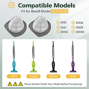 6 PACK 2033 Replacement Filter Compatible with Bissell Featherweight Stick Lightweight Bagless Vacuum Cleaner 20331, 20333, 20334, 20336, 20339, 2033M,6 Mesh Filter 6 Foam Filters, Replace # 1611508