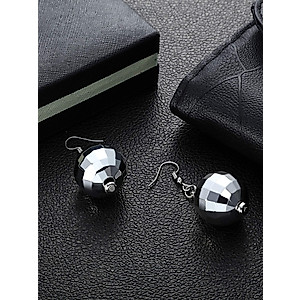 Tatuo 2 Pairs of Disco Ball Earrings 60's or 70's Silver Disco Ball Earrings for Women