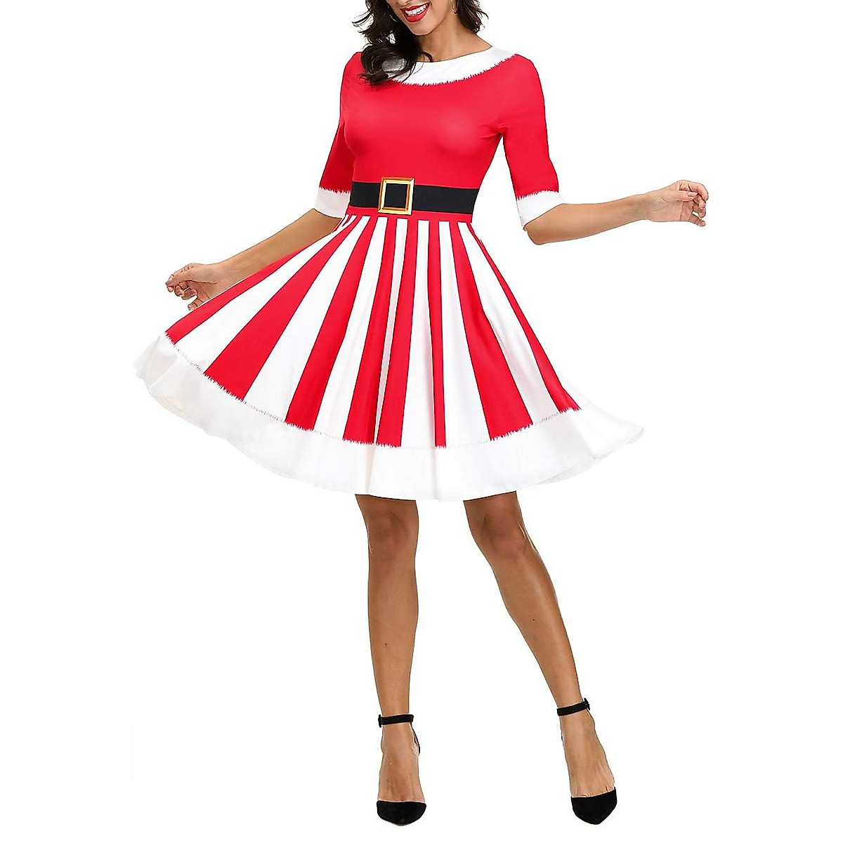 Ainuno Christmas Dresses for Women 2023 Holiday Red Santa Claus Ugly Dress Casual Cute Xmas Costumes,XXL