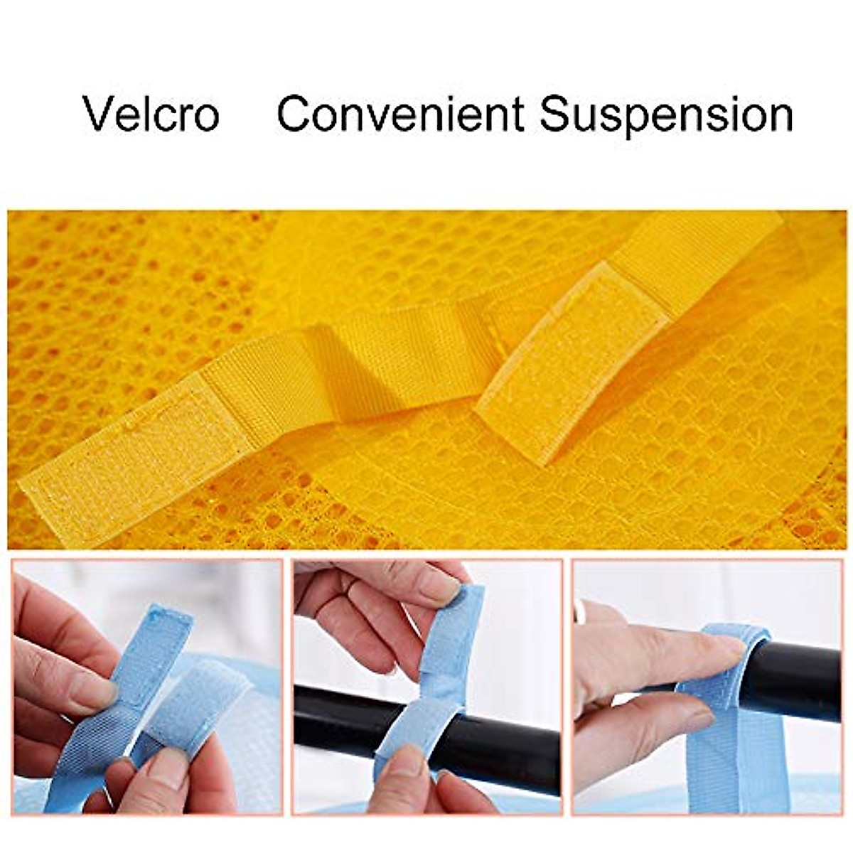 Gnc33Ouhen 4 Layers Mesh Hanging Clothes Toys Storage Rack Basket Bins Folding Sundries Organizer Grey