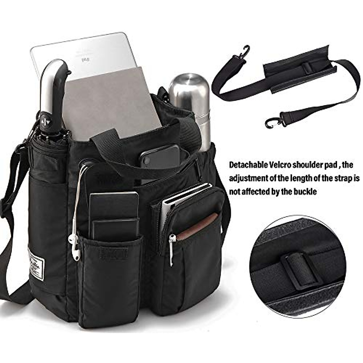 d'yallee Crossbody Messenger Bag Men Waterproof Shoulder Business Work Bag Nylon with Headphone Port