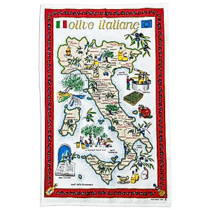 BLU RITMO Kitchen Tea Towel Set, Cotton Kitchen Towels Made in Italy, Colorful Multi-Purpose Absorbent Cloths, Large Cloth 21 x 33 in (Food - 4 Pieces)