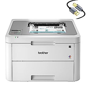 Brother HL-L3210CW USB & Wireless Digital Color Laser Printer for Home Business Office - Single-Function: Print Only - 19 ppm, 600 x 2400 dpi, 250-Sheet Large Capacity, Tillsiy USB Printer Cable