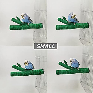 Bird Perch Stands Rope Parrot Standing Pole Wood Stick Grinding Paw Climbing Branch Trainig Toy Birdcage Accessories for Parakeets Cockatiels Lovebirds Conures Caique African Grey Finch (Small)