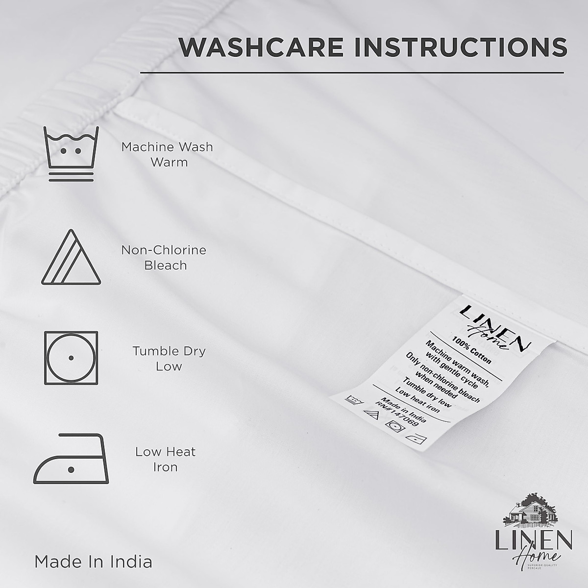 Linen Home 100% Cotton Percale Pillowcases Queen Size, White, 2 Pieces of Pillow Case, Crisp and Cool Strong Bed Linen, 20 inches X 30 inches