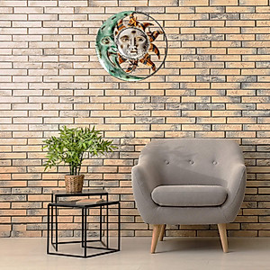 Metal Wall Art Crescent Moon Sun Stars Indoor Outdoor Garden Wall Hanging Decor 20 inches