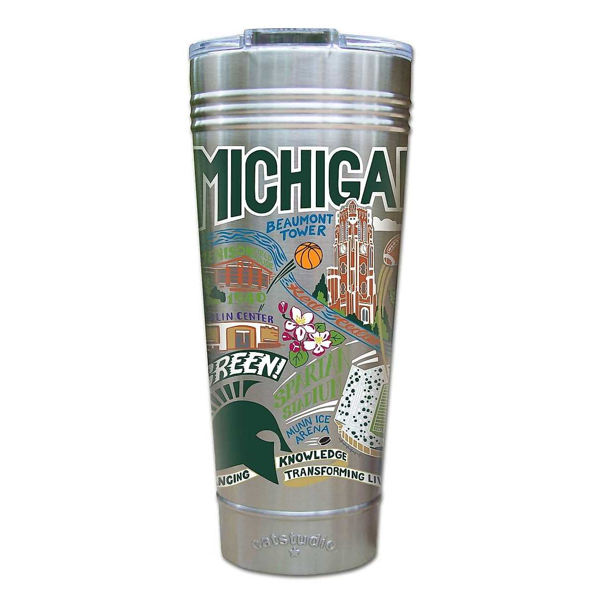 Catstudio Michigan State University Collegiate Thermal Tumbler | Triple Wall Insulation With Non Slip Bottom | Great College Travel Cup for Water, Coffee, Tea, or Smoothies