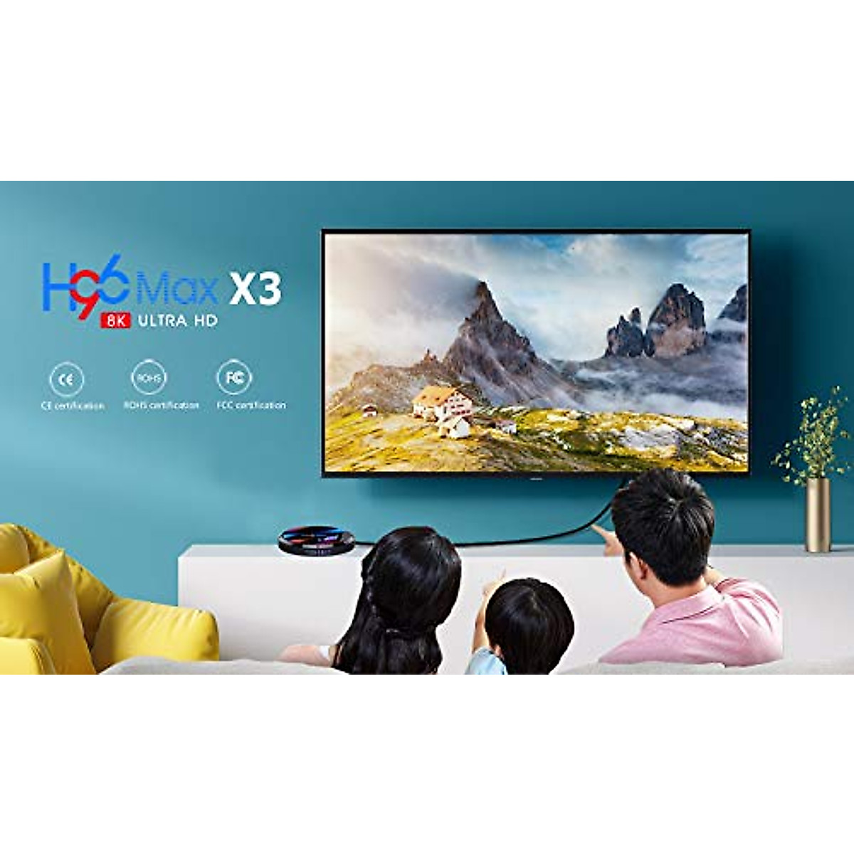 H96 Max X3 TV Box Android 9.0 4GB 32GB Android TV Box Amlogic S905X3 64-bit Quad core A55 CPU G31 GPU Support 2.4G/5G Dual Wifi/1000M LAN/BT 4.0/USD3.0/H265/HD2.1/3D 4K/8K Smart TV Box