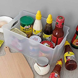 Tyminin Plastic Stackable Fridge Storage Basket Freezer Bin Organiser, Matte Transparent, 4 Packs