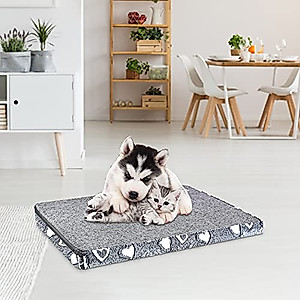 VANKEAN Dog Crate Mat Reversible Cool and Warm, Stylish Dog Bed for Crate with Waterproof Inner Linings and Removable Machine Washable Cover, Firm Support Dog Pad for Small to XX-Large Dogs, Grey