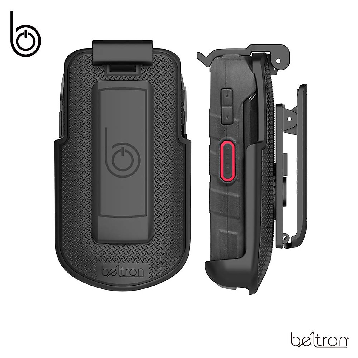 BELTRON DuraXV LTE Belt Clip Holster, Heavy Duty Rotating Belt Clip Holder Case for Kyocera DuraXV LTE E4610 (Verizon), DuraXE E4710 (AT&T), Secure Fit with Quick Release Latch & Kickstand Black