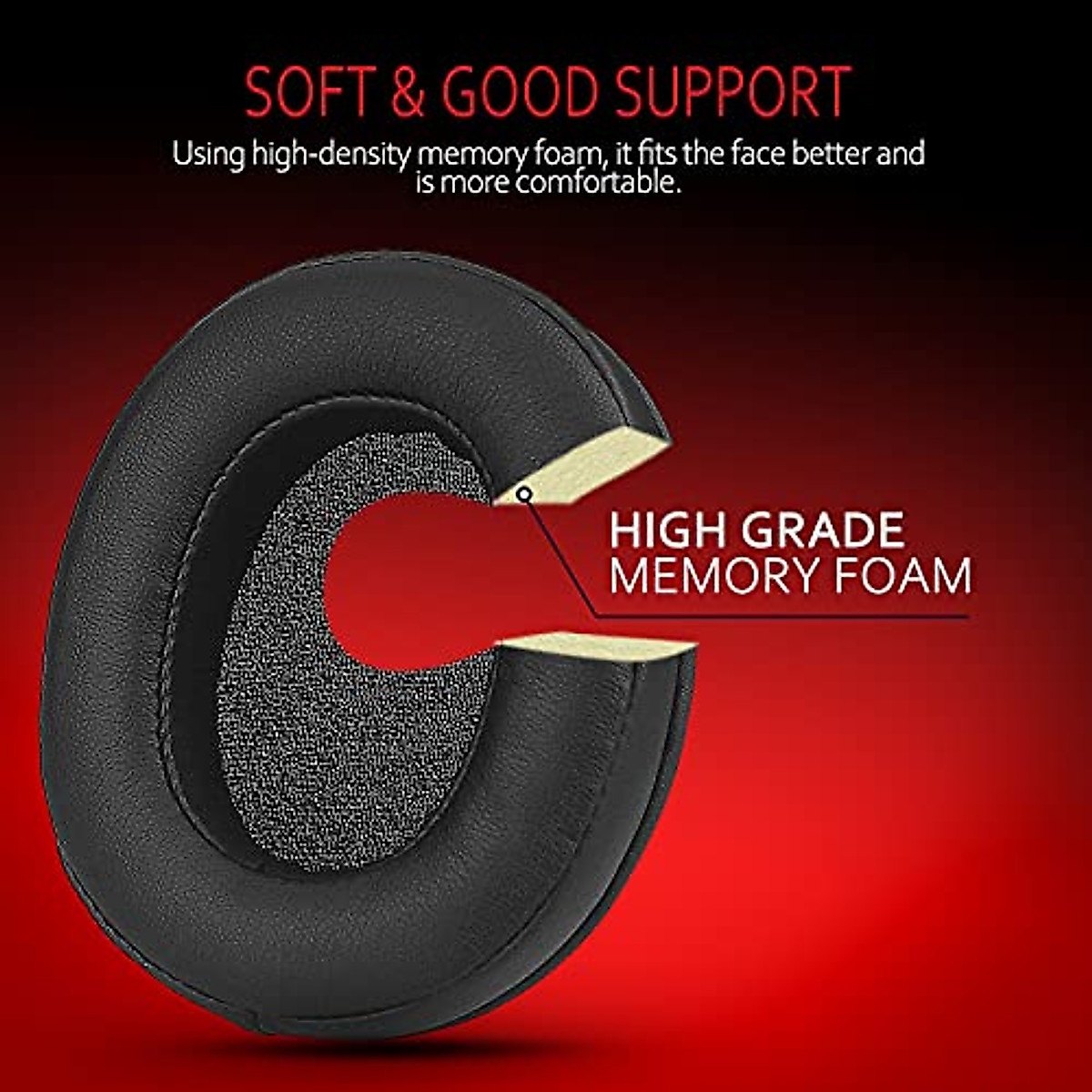 Krone Kalpasmos Premium Replacement ATH M50X earpads, Audio Technica Headphone Covers Fit ATH M50 M40X M40 M35 M30 MSR7, Large Oval Pads for ATH M-Series, Softer and Thicker Memory Foam Ear Cushions