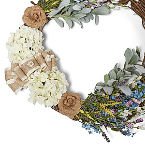 VADCAD Front Door Wreath - Farmhouse 24 Inch All Season – Artificial Flowers – Welcome Wreath – Farmhouse Décor for The Home – Modern Home Décor