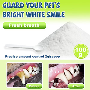 Pet Teeth Cleaning & Dental Care Powder for Dogs& Cats, Removes Plaque, Tarter & Freshens Breath, 50 Scoops (100g/3.53 oz)
