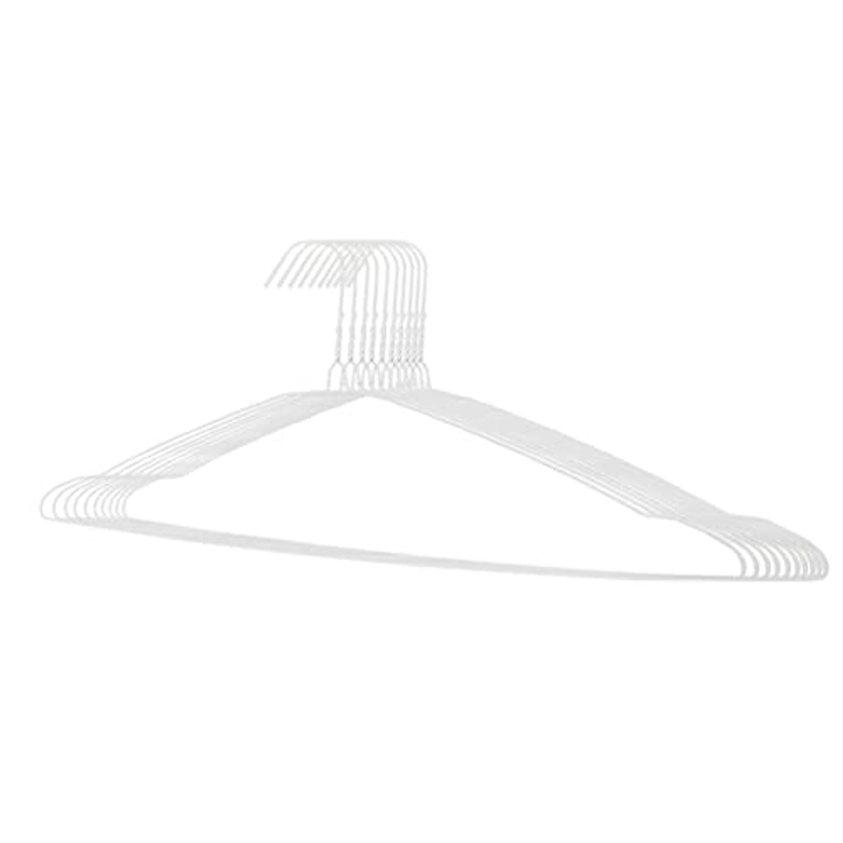 FixtureDisplays® Metal Wire Cloth Hanger Coat Hanger White Vinyl Coated Drip Dry Hanger 10 Pack 16X8 100701 100701