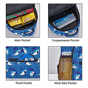 YSBKN Kid's Mini Backpack 12 inch Blue Sharks Backpack Schoolbag Preschool Kindergarten Children Bag Nursery Travel Bag for Toddler Boys Girls Age 3-7