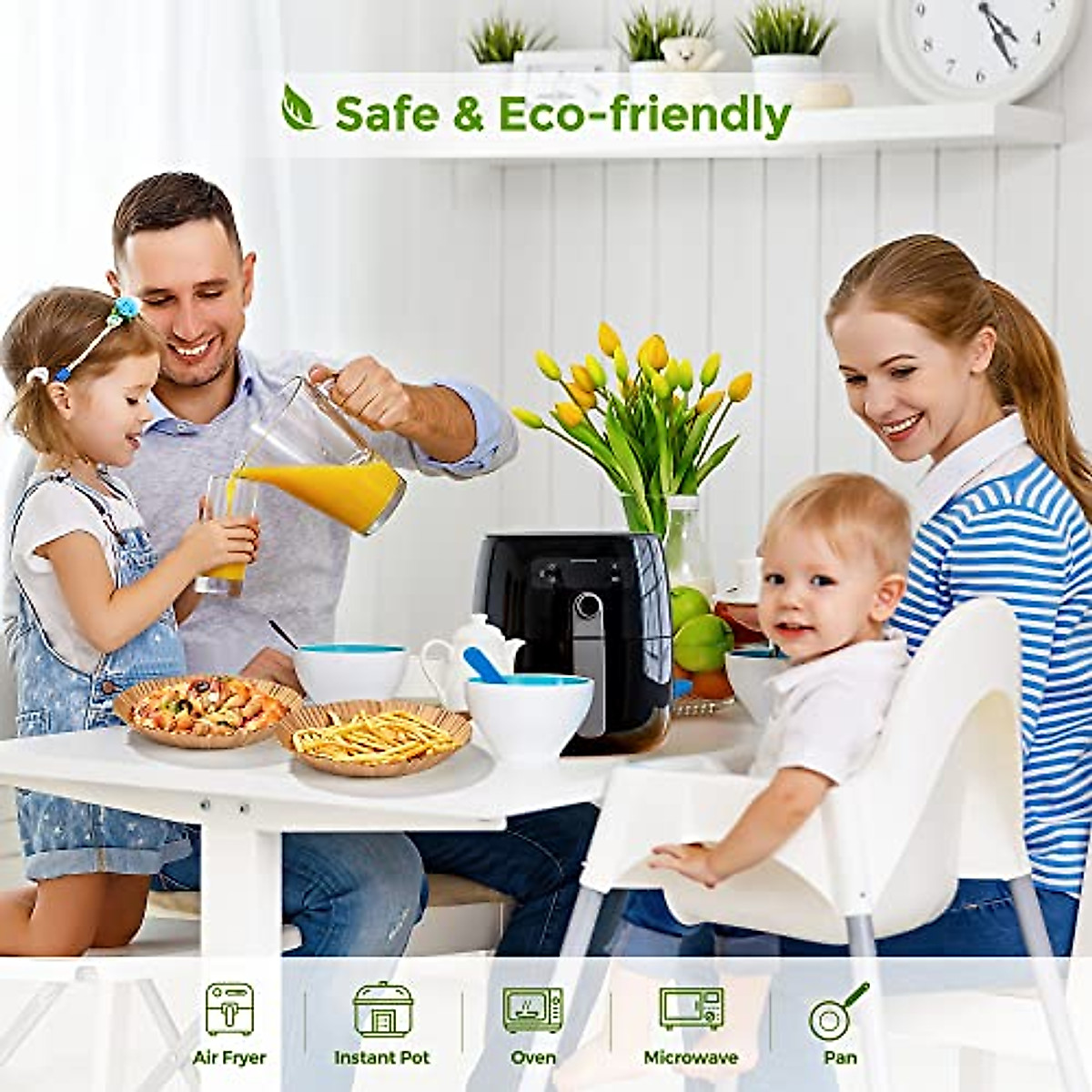 Air Fryer Disposable Paper Liner- 500PCS Parchment Paper Sheets, Round Air Fryer Parchment Paper, Non-Stick Food Grade Parchment Paper for Air Fryer,Baking, Cooking 7.9 Inch