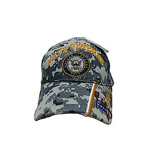 United States Navy Veteran V Blue CAMO Baseball Style Embroidered HAT us USA Cap