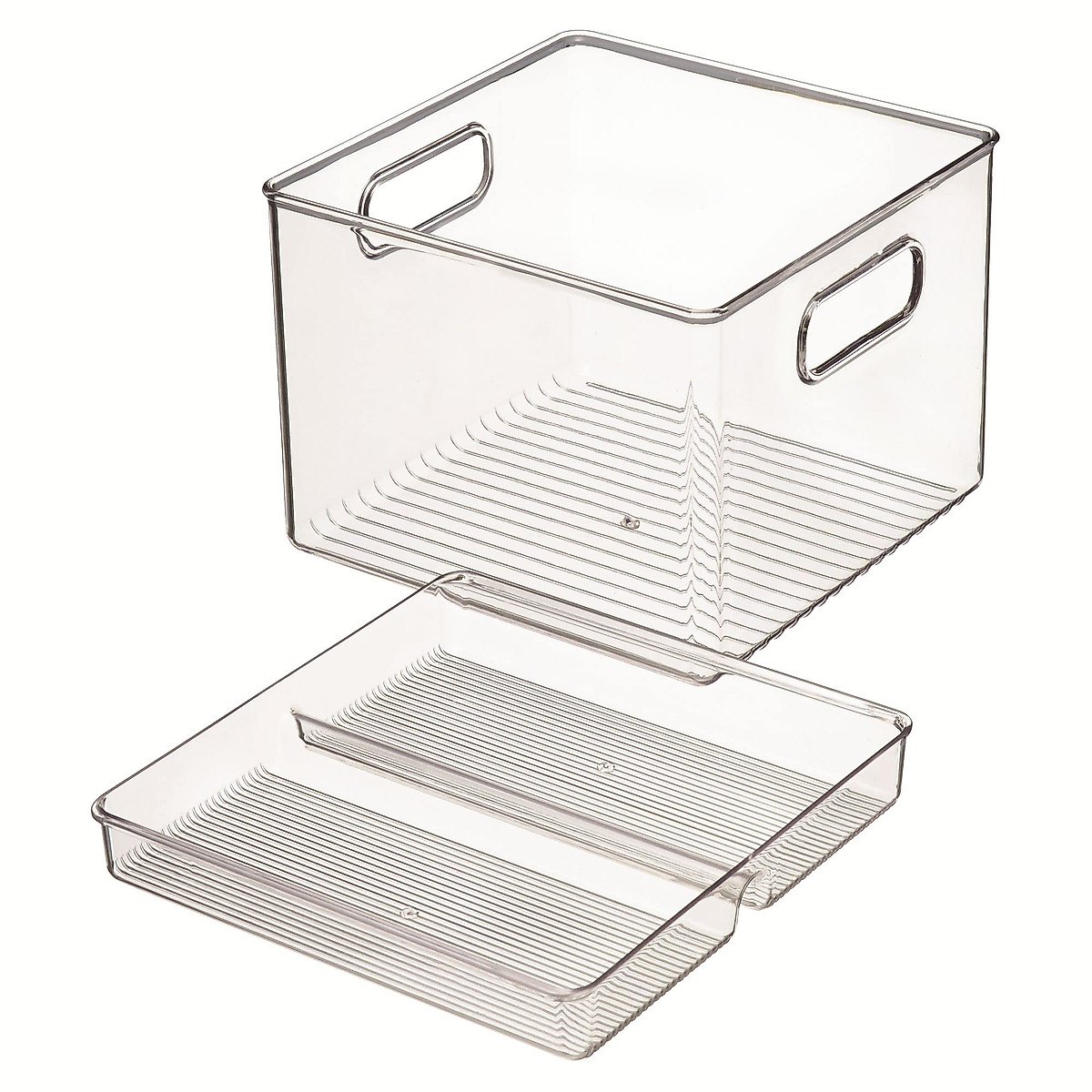 iDesign Linus 2-Piece Kitchen Drawer Organizer for Kitchen Utensils and Tools - Clear