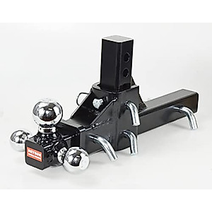 REYSUN Adjustable Trailer Hitch 864193 Tri Ball Mount, Chrome Trailer Ball Hitch with Solid Shank, 5-3/4" Drop Hitch Receiver…