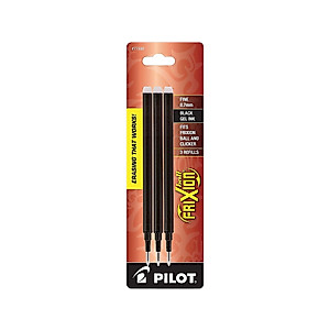 Pilot 77330 Frixion Gel Pen Refills.7mm, Medium Pt, 3/PK, Black