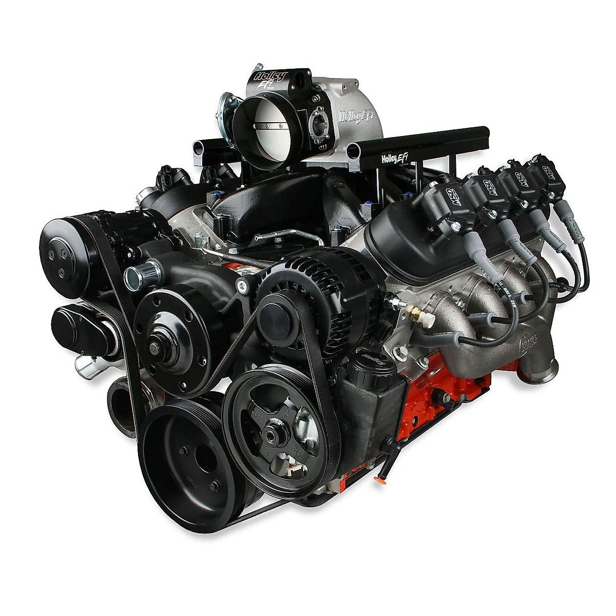 NEW HOLLEY BLACK PREMIUM MID-MOUNT LS7 COMPLETE ACCESSORY SYSTEM W/ SD7 A/C COMPRESSOR,ALTERNATOR,P/S PUMP,TENSIONER,SFI CERTIFIED DAMPER W/BILLET CRANK PULLEY,COMPATIBLE WITH GM LS ENGINES